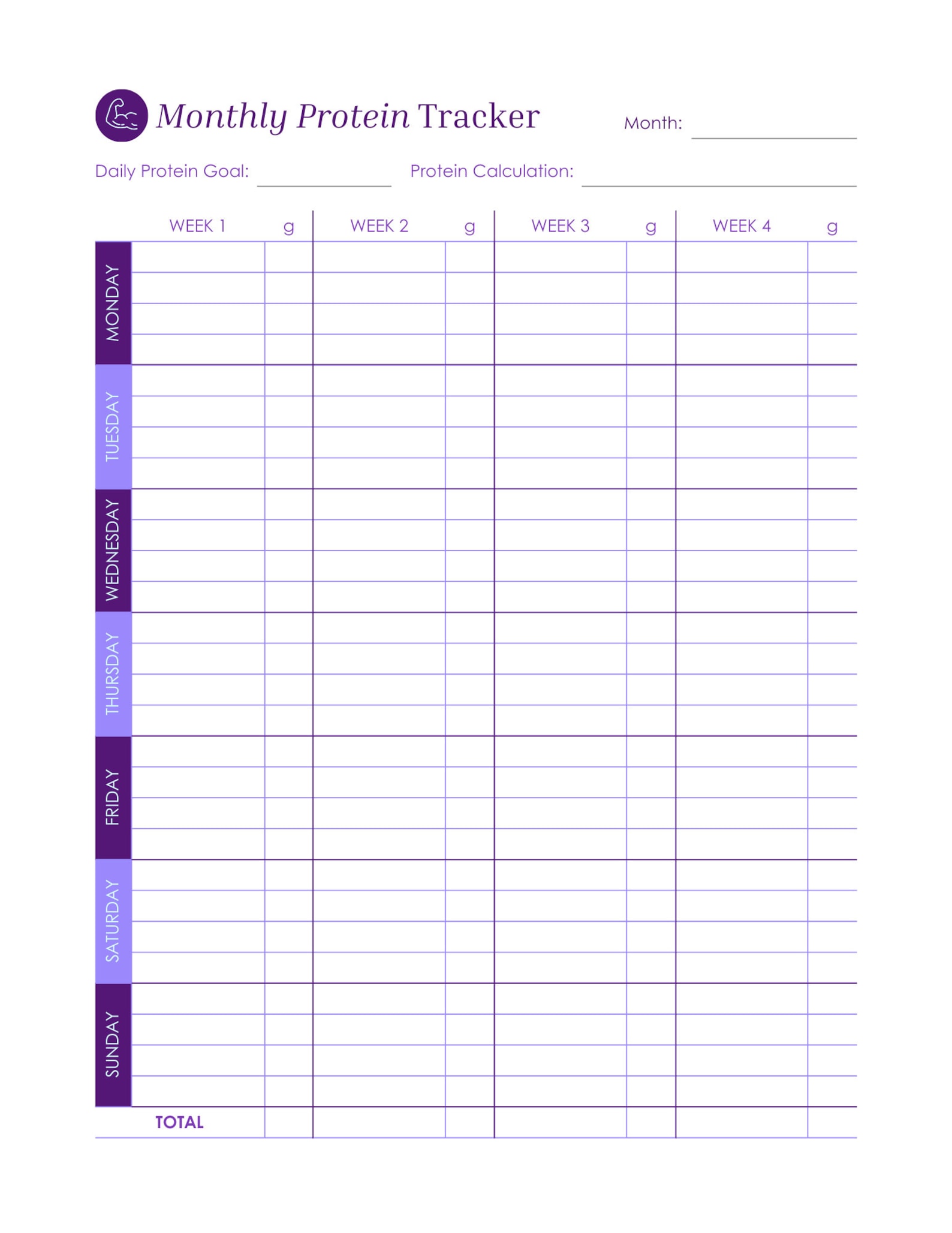 Weekly and Monthly Protein Tracker Sheets - Etsy