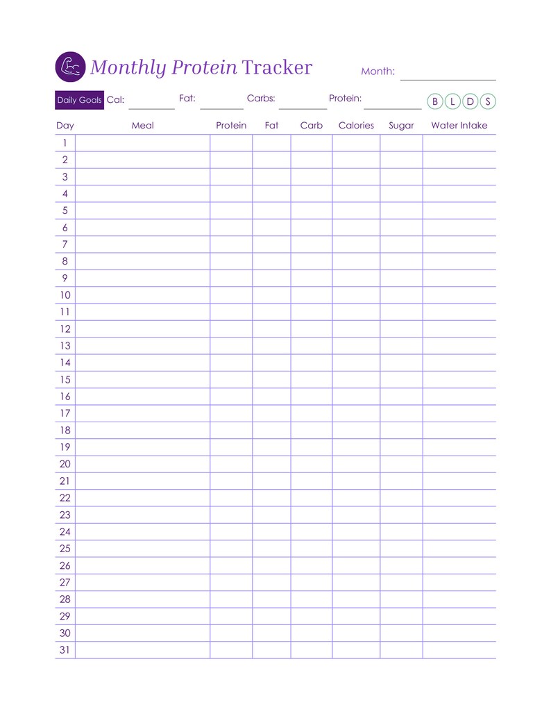 Weekly and Monthly Protein Tracker Sheets - Etsy