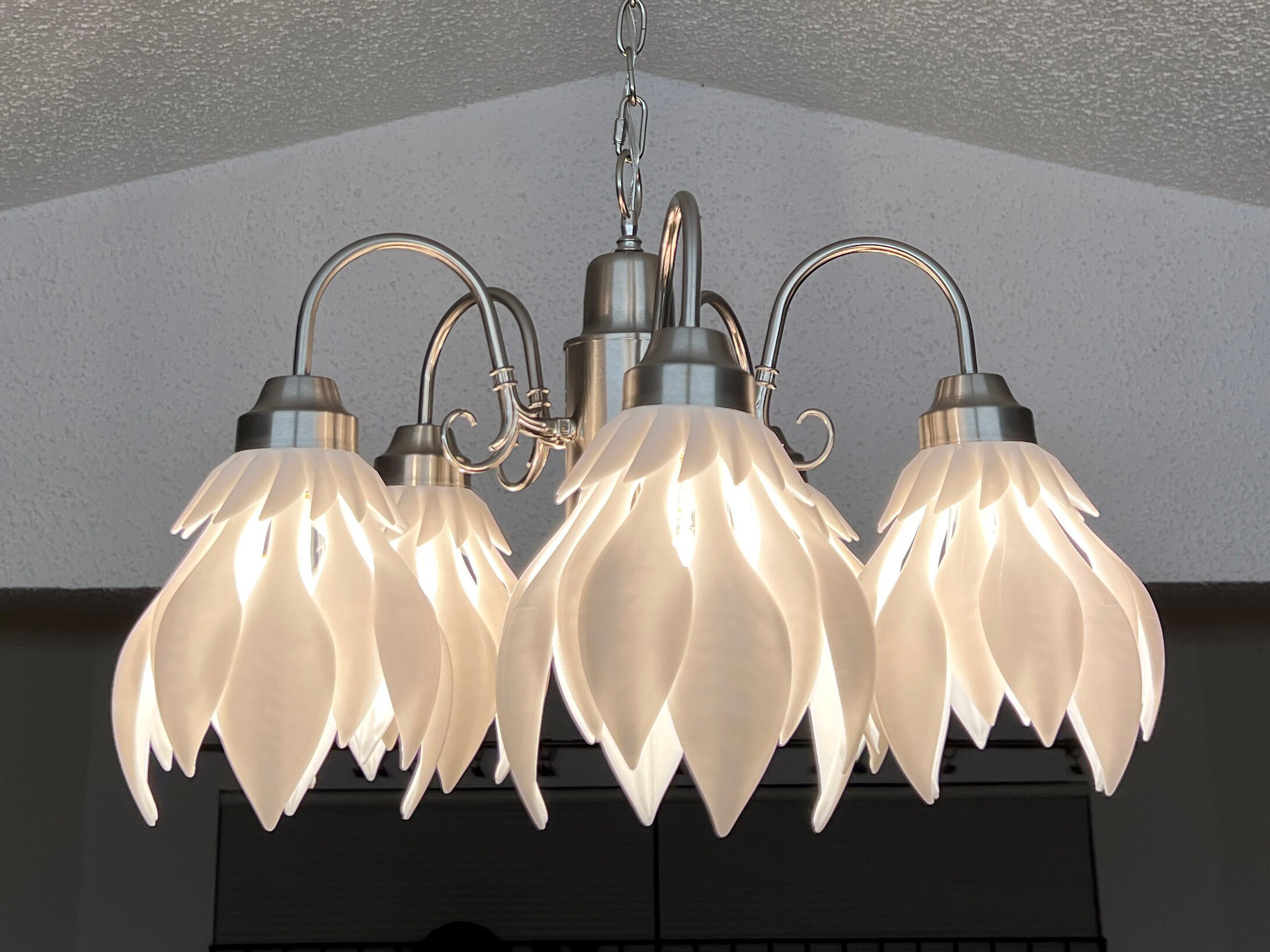 Leaf Flower 3D Printed Chandelier 5 Light Fixture Dining Room Center ...