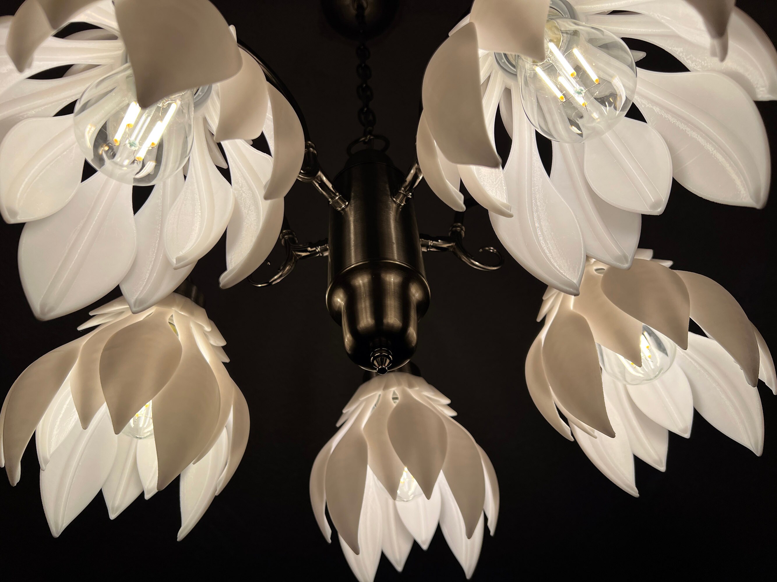 Leaf Flower 3D Printed Chandelier 5 Light Fixture Dining Room Center ...