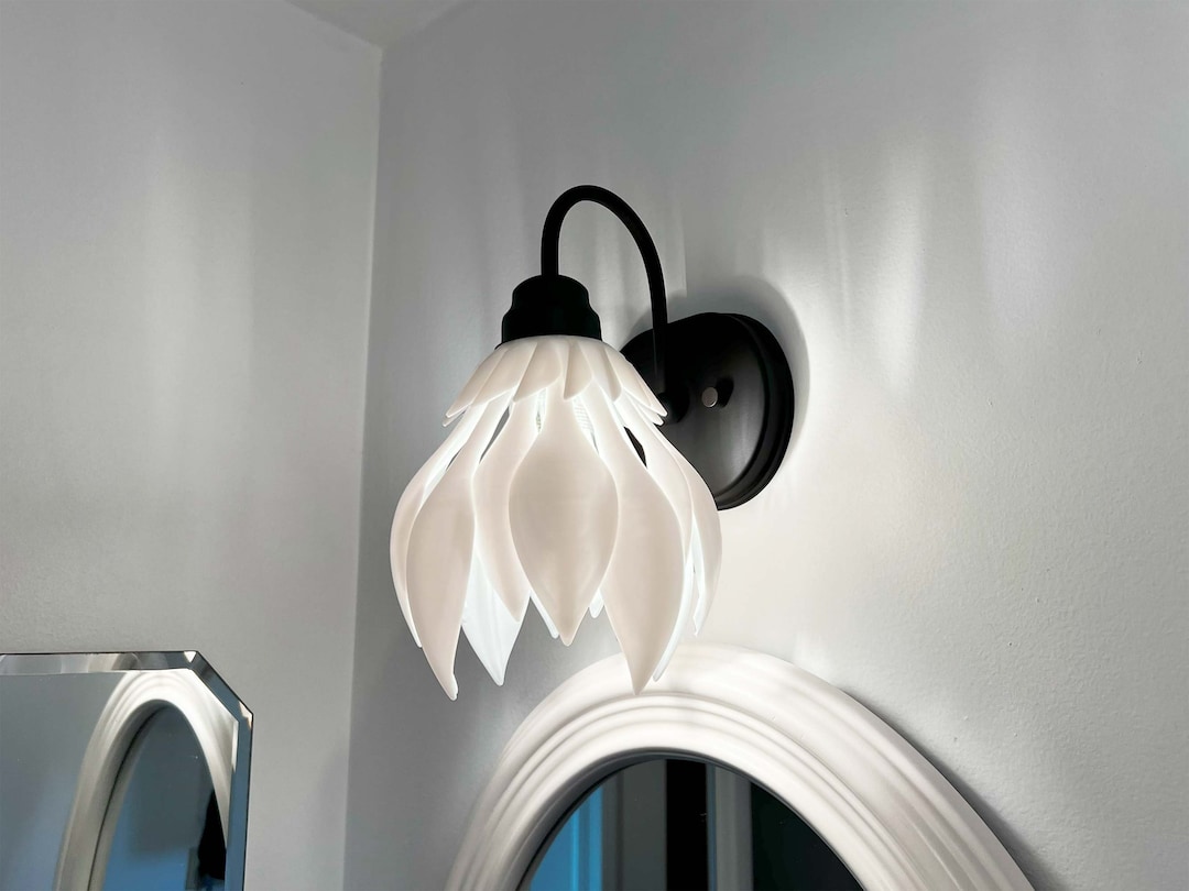 3D Printed Leaf Flower Wall Sconce: Modern Vanity Light, Dimmable LED ...