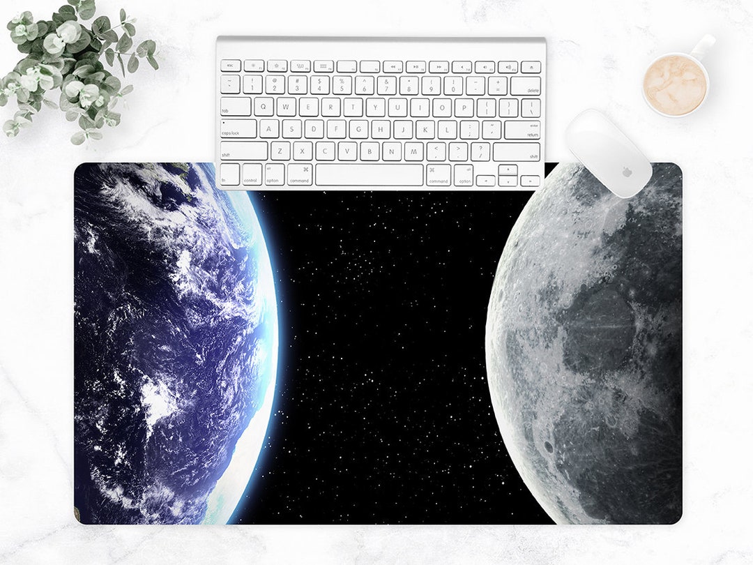 Outer Space Extra Large Desk Mat, Full Moon Mouse Pad, Planet Earth ...