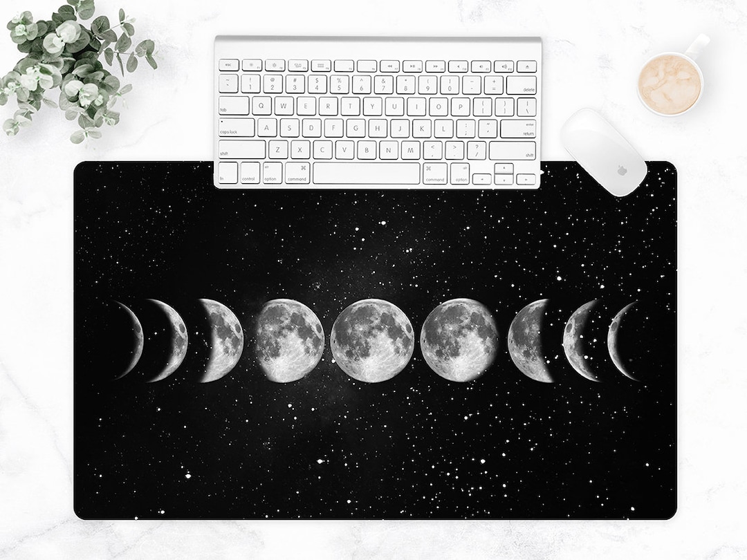 Moon Phases, Extra Large Desk Pad, Keyboard Mat, Celestial Workspace ...