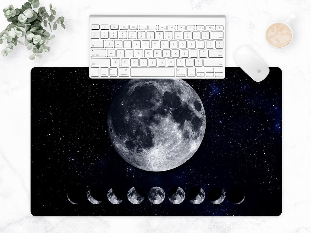 Moon Cycle Desk, Extra Large Desk Mat, Moon Desk, Moon Phases, Non-slip ...