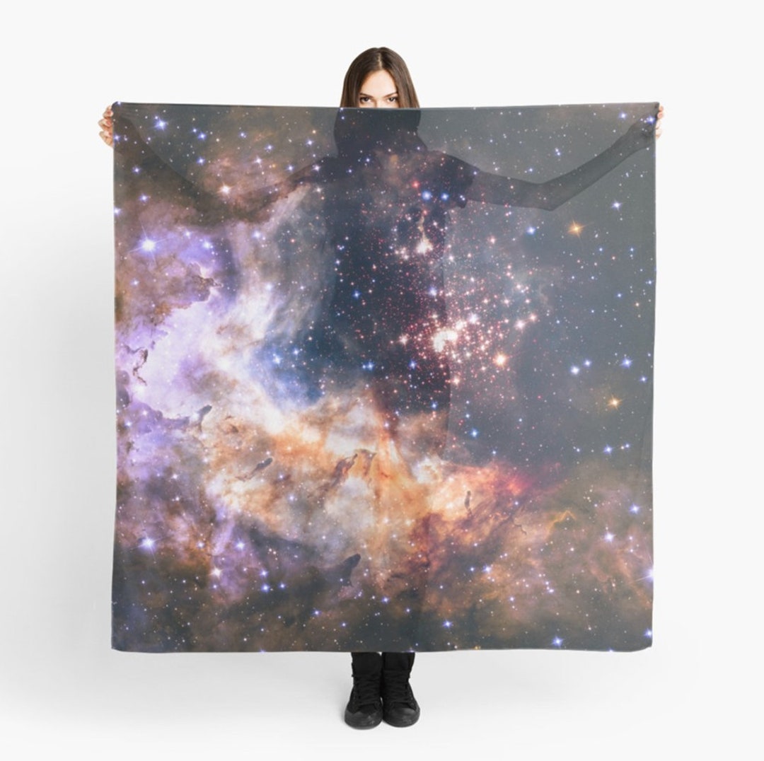 Galaxy Scarf Star Scarf Outer Space Gift Sheer Scarf Chiffon Fabric ...