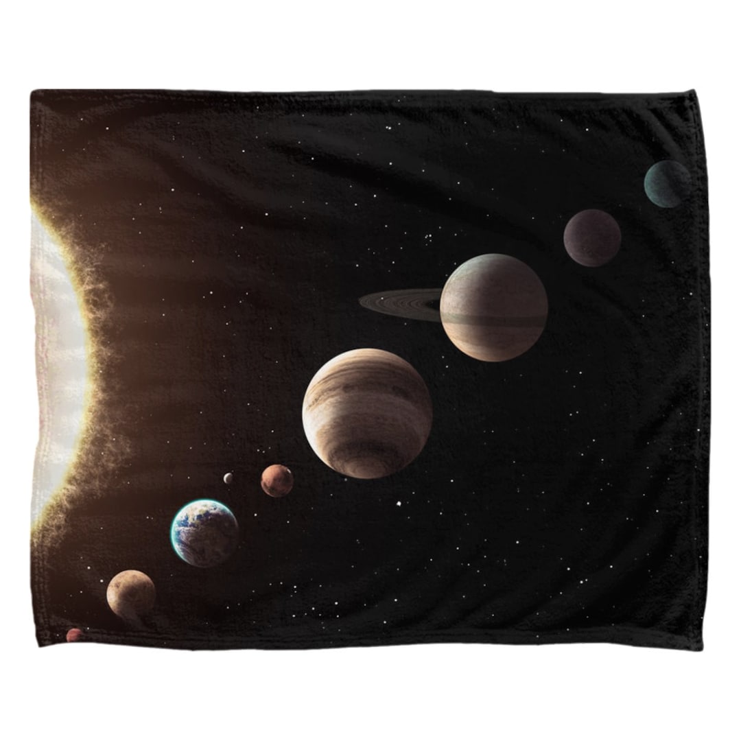 Solar System Sherpa Fleece Blanket | Space Bed Throw - Etsy