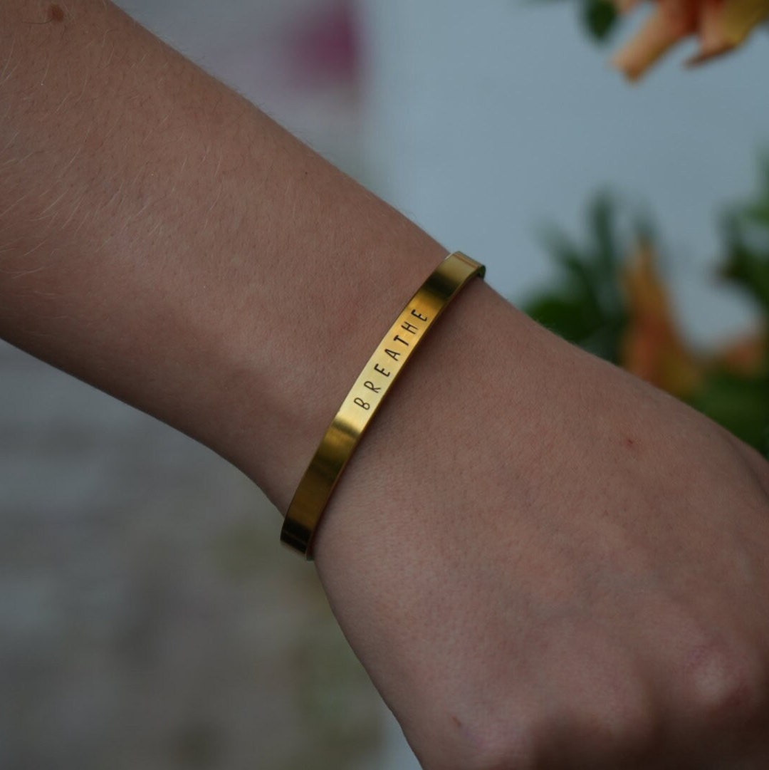 Custom Cuff Bracelet / Engraved Stainless Steel Bracelet / Personalized ...