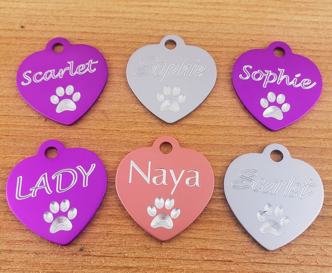 Heart Shaped Dog Tag Engraved Pet Tag Custom ID Tag ID Dog Tag ...