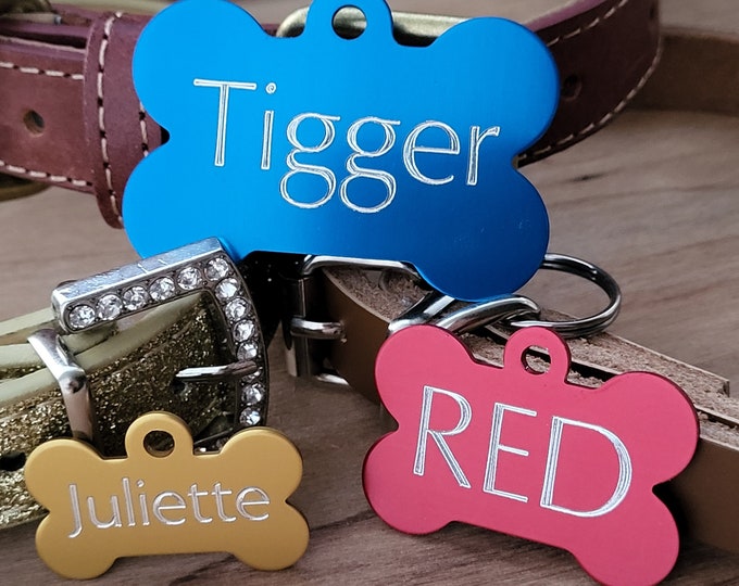 Pet Tag • Dog ID Tags • Engraved Custom ID Tags • Double Sided Diamond ...
