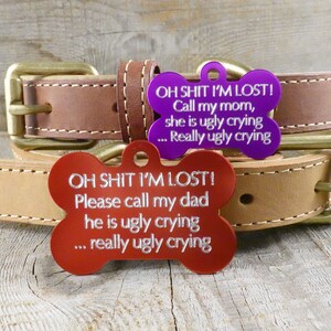 Funny Engraved Pet ID Tag • Aluminum Bone Shape, Personalized Dog Charm ...