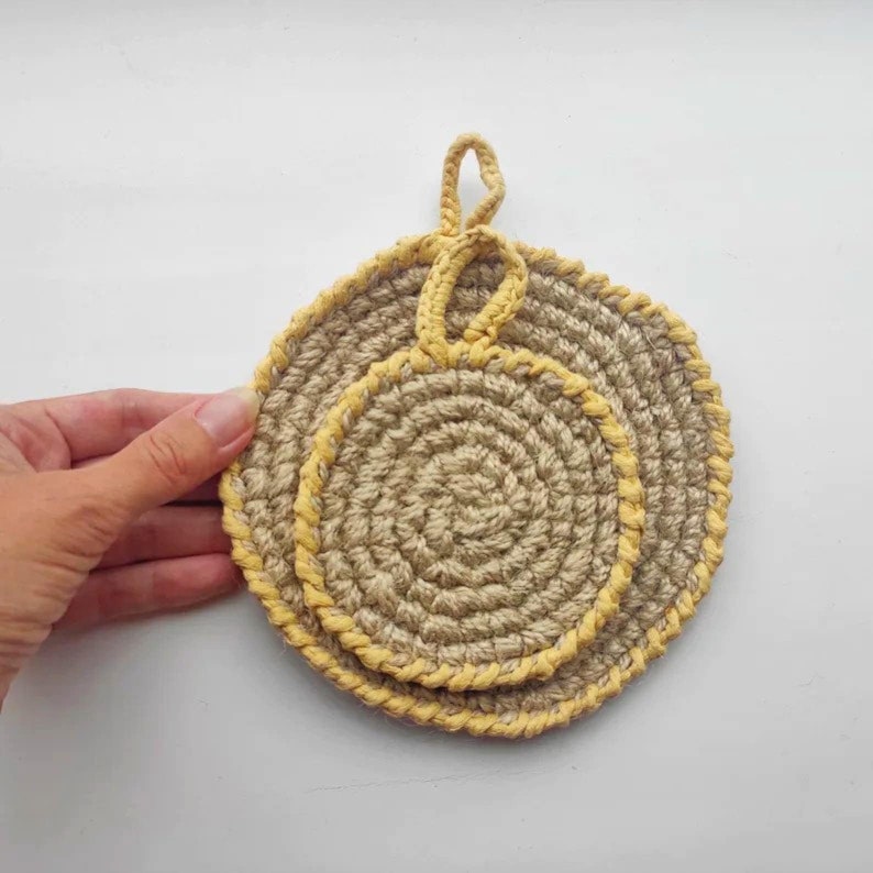 Organic Dish Scrubbers for Washing Dishes/ Crochet Jute Dish Sponges ...