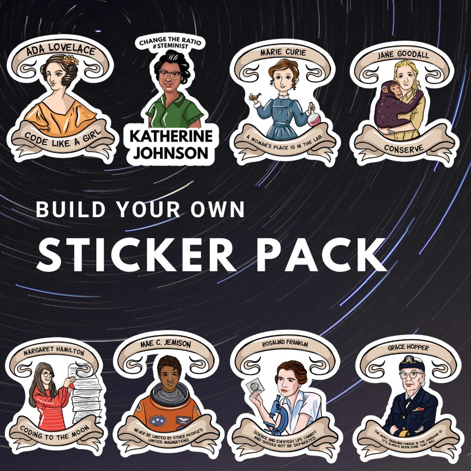Women in Science Sticker Pack: Build Your Collection and - Etsy