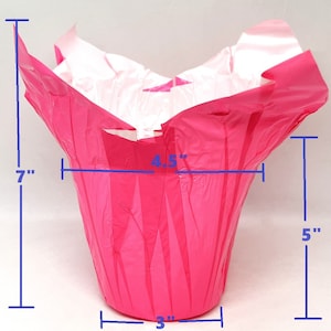 12 Petite Flower Pot Wrappers 4.5" BARBIE PINK Kwik Covers/dress up Ur ...