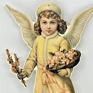 10" VICTORIAN SNOW ANGEL - Holding Flowers - Hanging Christmas Ornament ...
