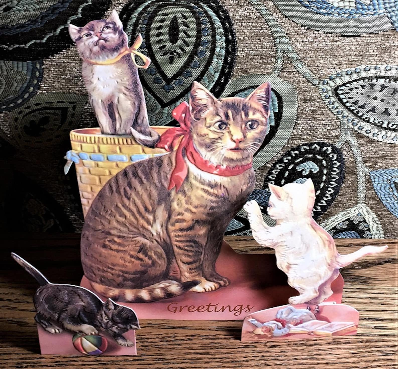Gorgeous 3D CAT & KITTENS Greeting CARD Standing Display Mint - Etsy