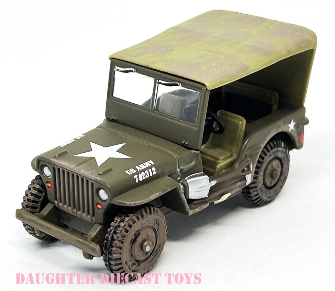 WWII ARMY JEEP 4x4 With Display Base & History Card! Intricate Diecast ...