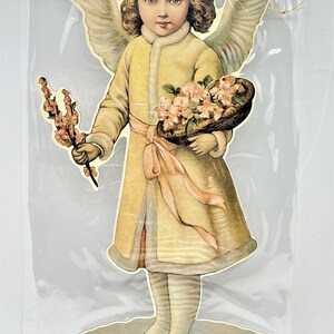 10" VICTORIAN SNOW ANGEL - Holding Flowers - Hanging Christmas Ornament ...