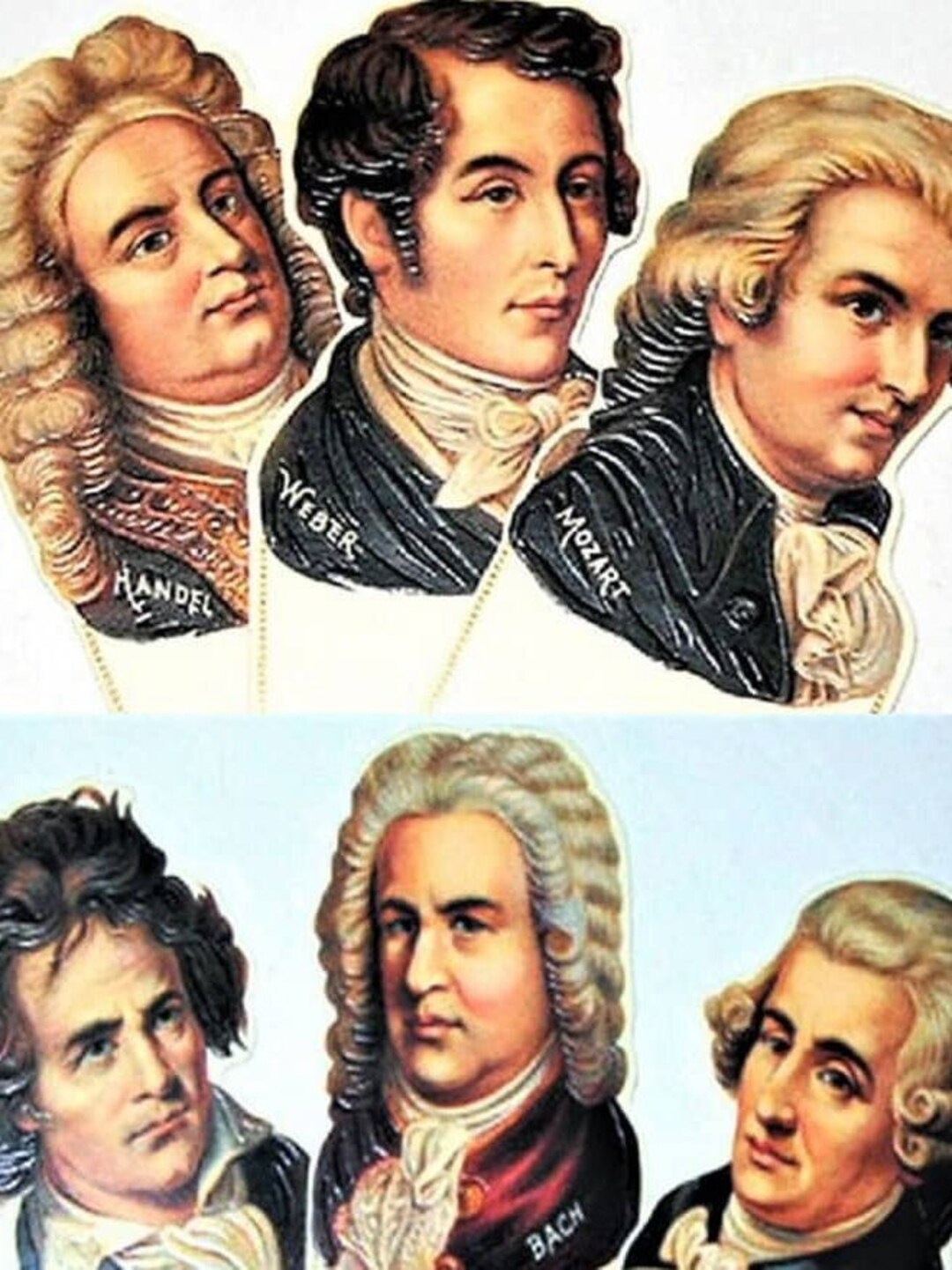 6 FAMOUS COMPOSER Bookmarks-rare Deeply Embossed Shackman-perfect Gift ...