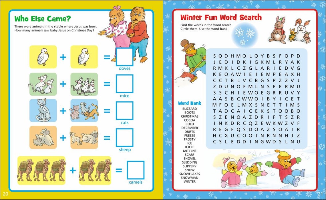 The Berenstain Bears CHRISTMAS FUN : Sticker & Activity Book | Etsy