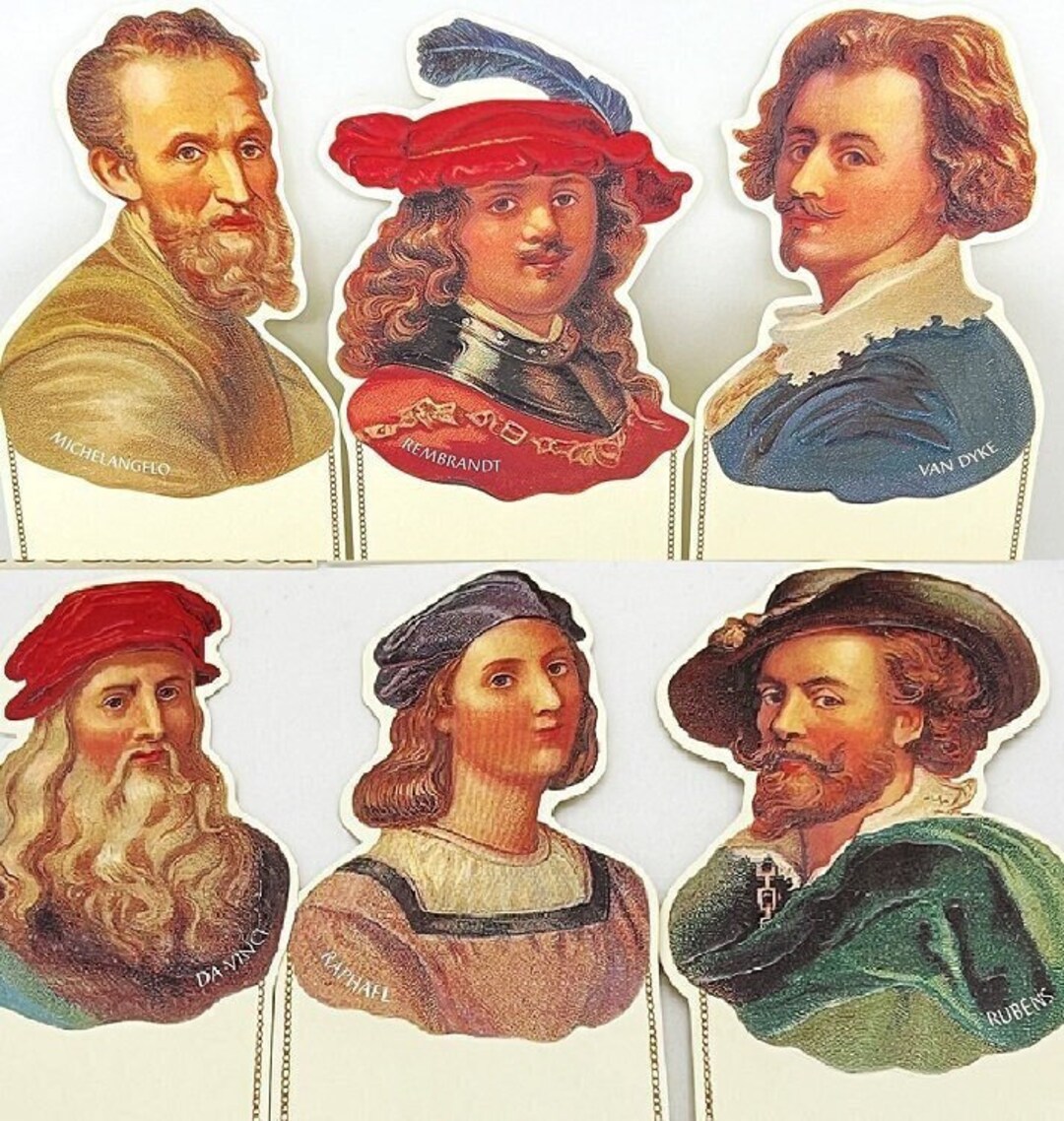 6 Vintage FAMOUS ARTIST Bookmarks-pristine Condition/rare! Shackman Co ...