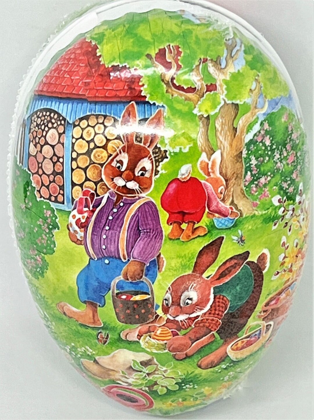 Vintage (4x3) Paper Mache Easter Egg LOVE TRIANGLE GRANDMA Handmade in ...
