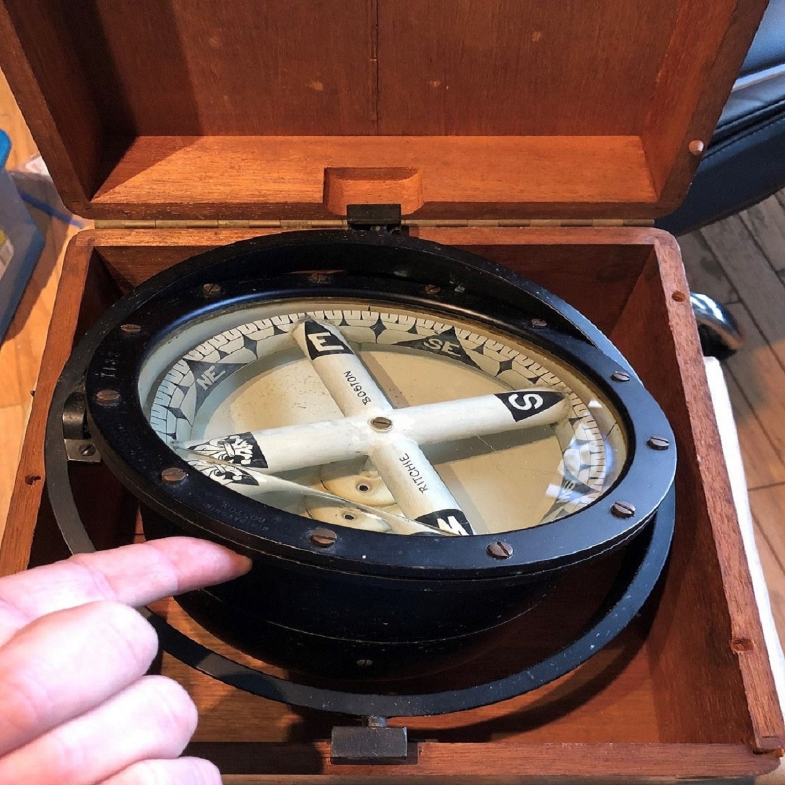 Antique Civil War Era E.S. RITCHIE SHIPS COMPASS Patented 1863 United ...
