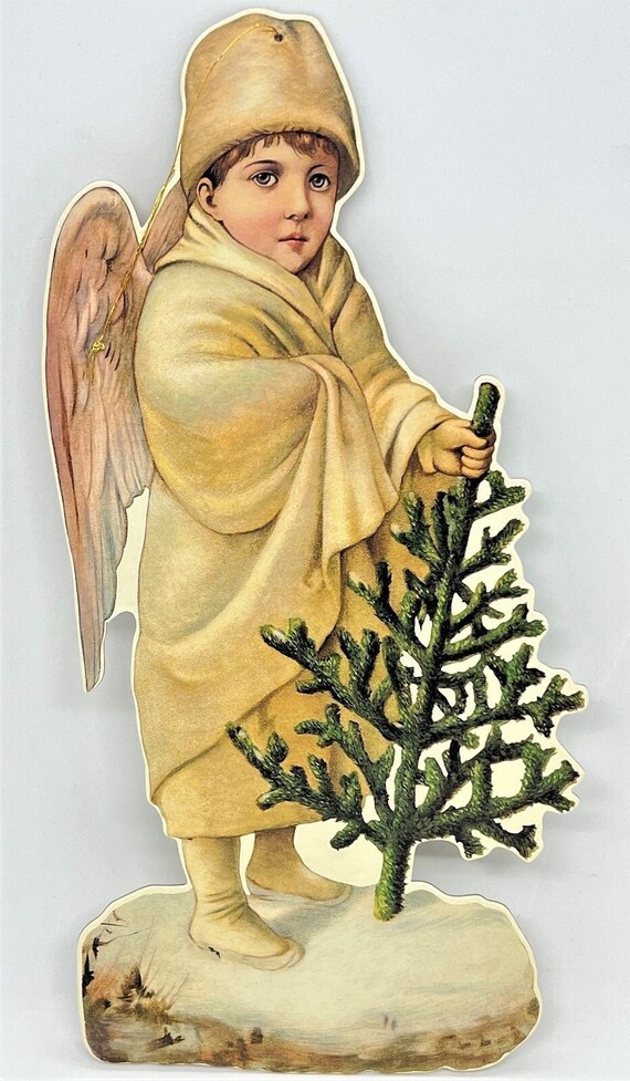 10 VICTORIAN SNOW ANGEL Boy Carrying Spruce Tree - Etsy