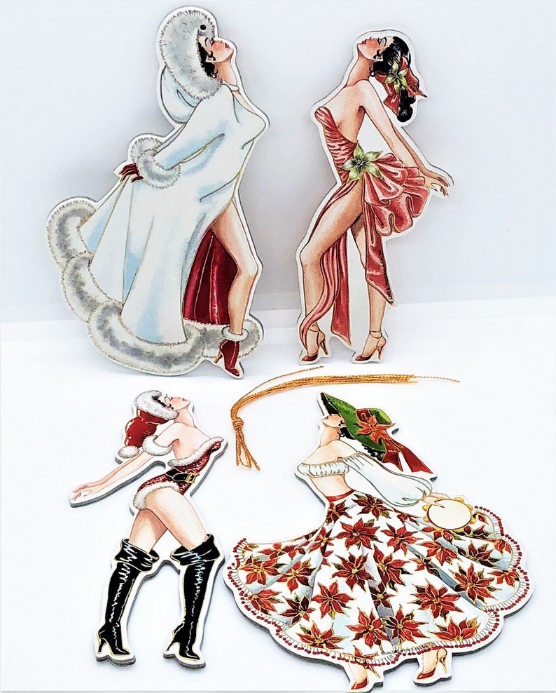 4 Super Sexy Christmas Fashion Ornaments Mint Etsy