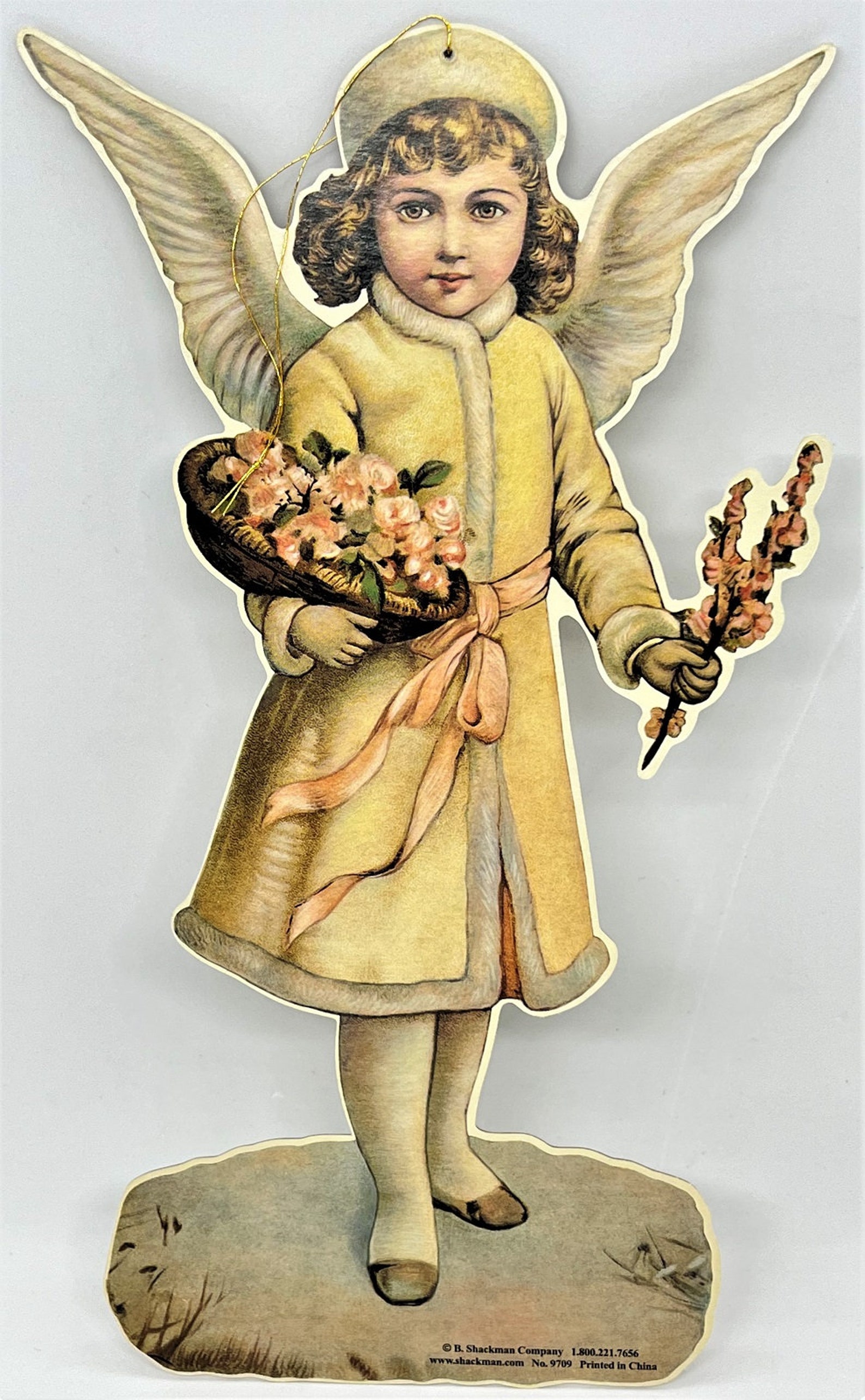 10" VICTORIAN SNOW ANGEL - Holding Flowers - Hanging Christmas Ornament ...