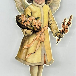 10" VICTORIAN SNOW ANGEL - Holding Flowers - Hanging Christmas Ornament ...