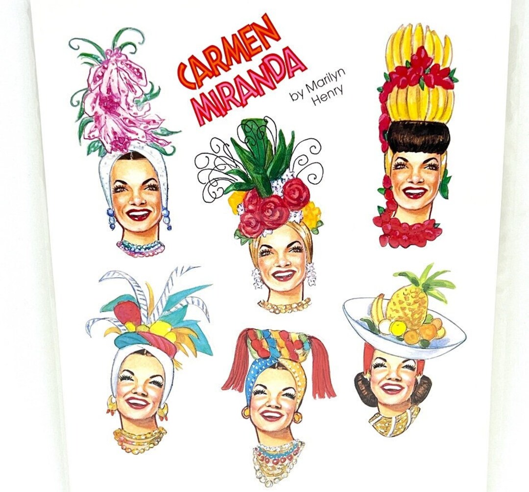 Large CARMEN MIRANDA STICKERS- Vintage/deeply Embossed/pristine Condition/factory Sealed! B ...