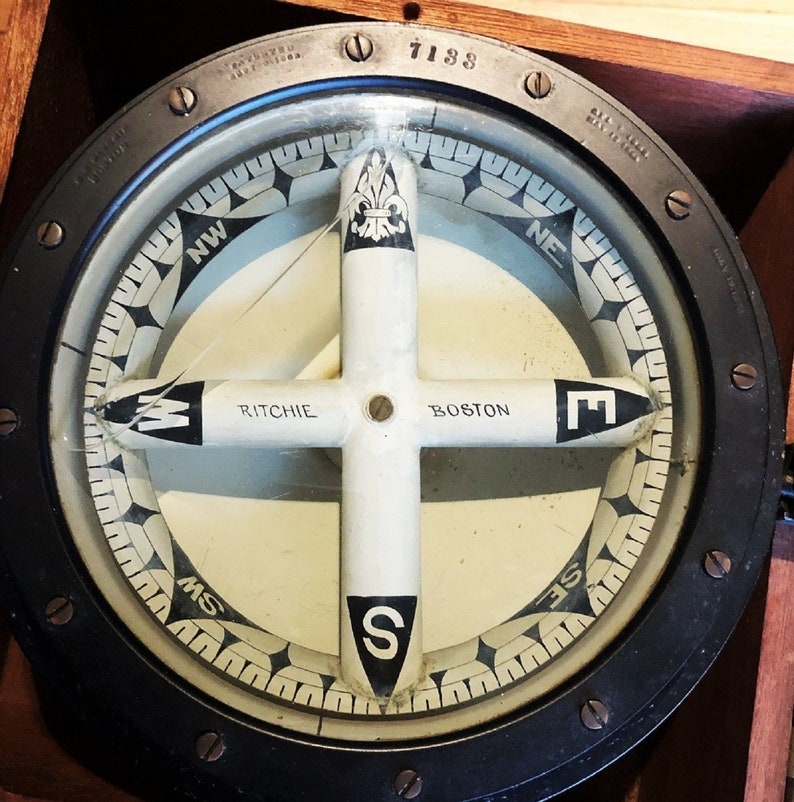 Antique Civil War Era E.S. RITCHIE SHIPS COMPASS Patented 1863 United ...