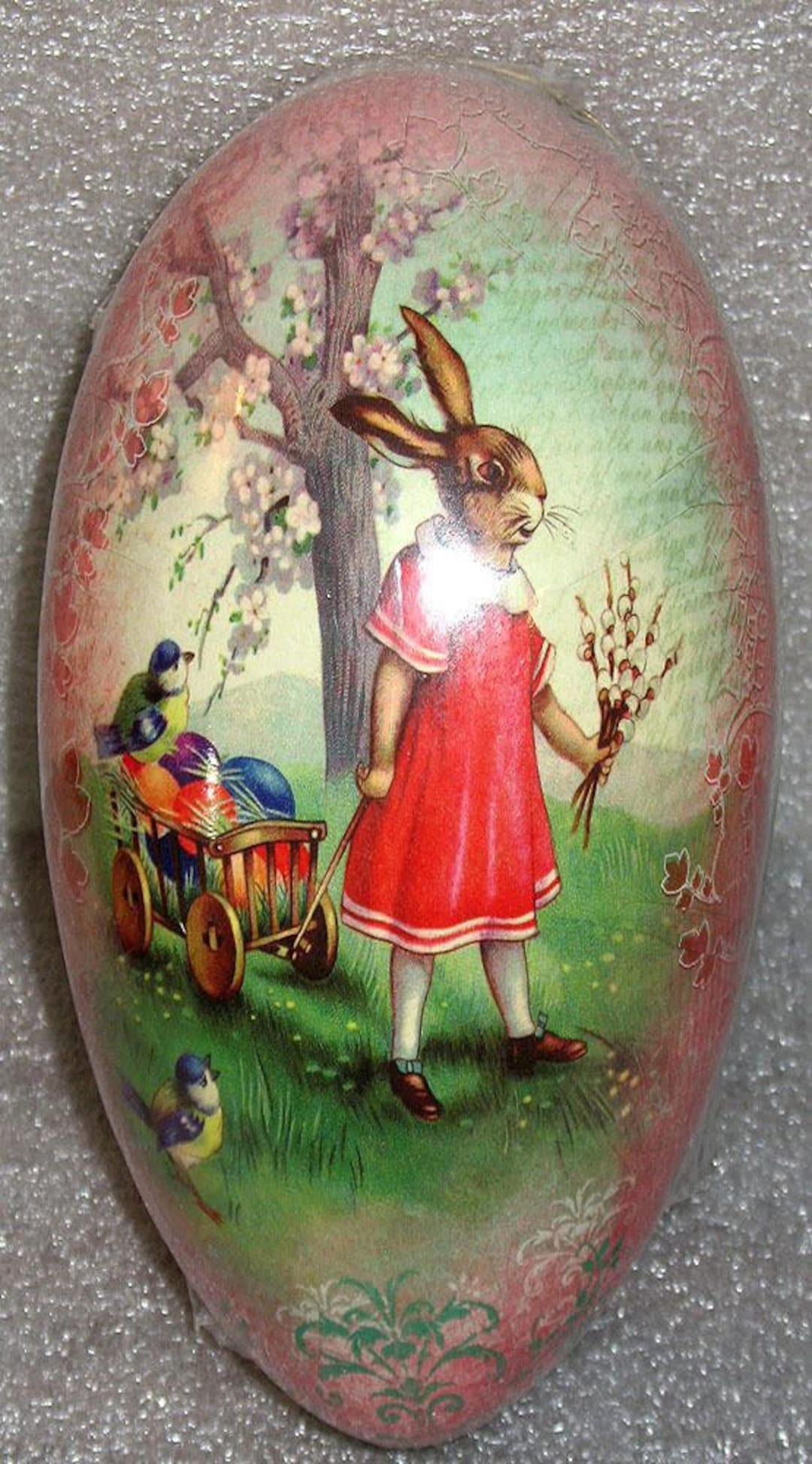 Vintage Paper Mache Easter Egg 4.5x 3 GIRL BUNNY Factory-sealed ...