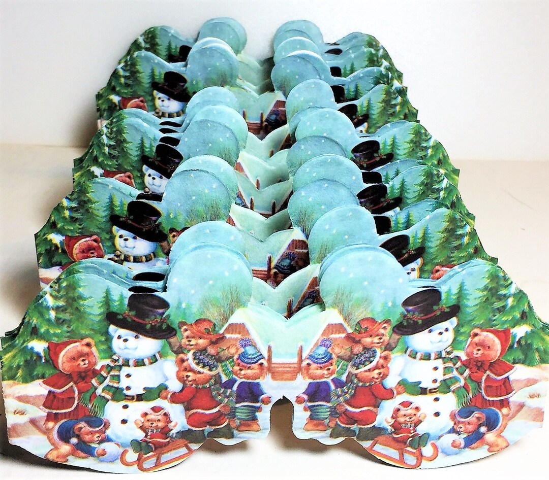 Vintage Christmas Tree Garland SNOWMAN & TEDDY BEARS Rare Mint ...