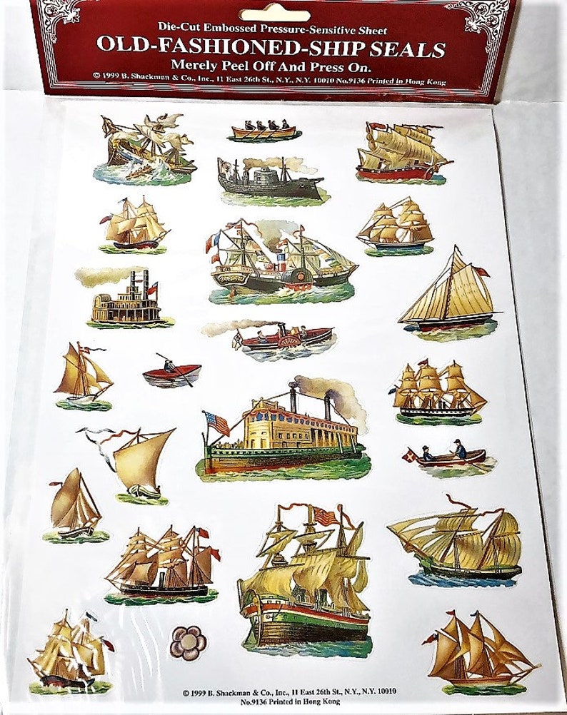 23 Old Fashioned SAILING SHIP & Historical Boat SEALS Stickers ...