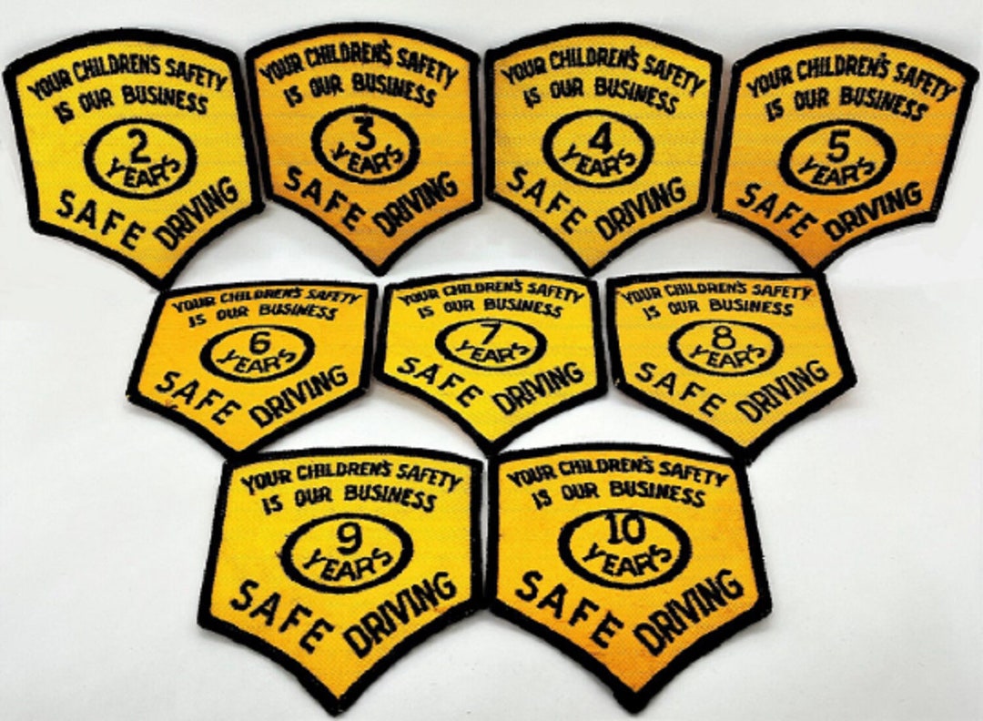 Vintage School Bus Driver SAFE DRIVING PATCH - Choose # Years of Safe ...