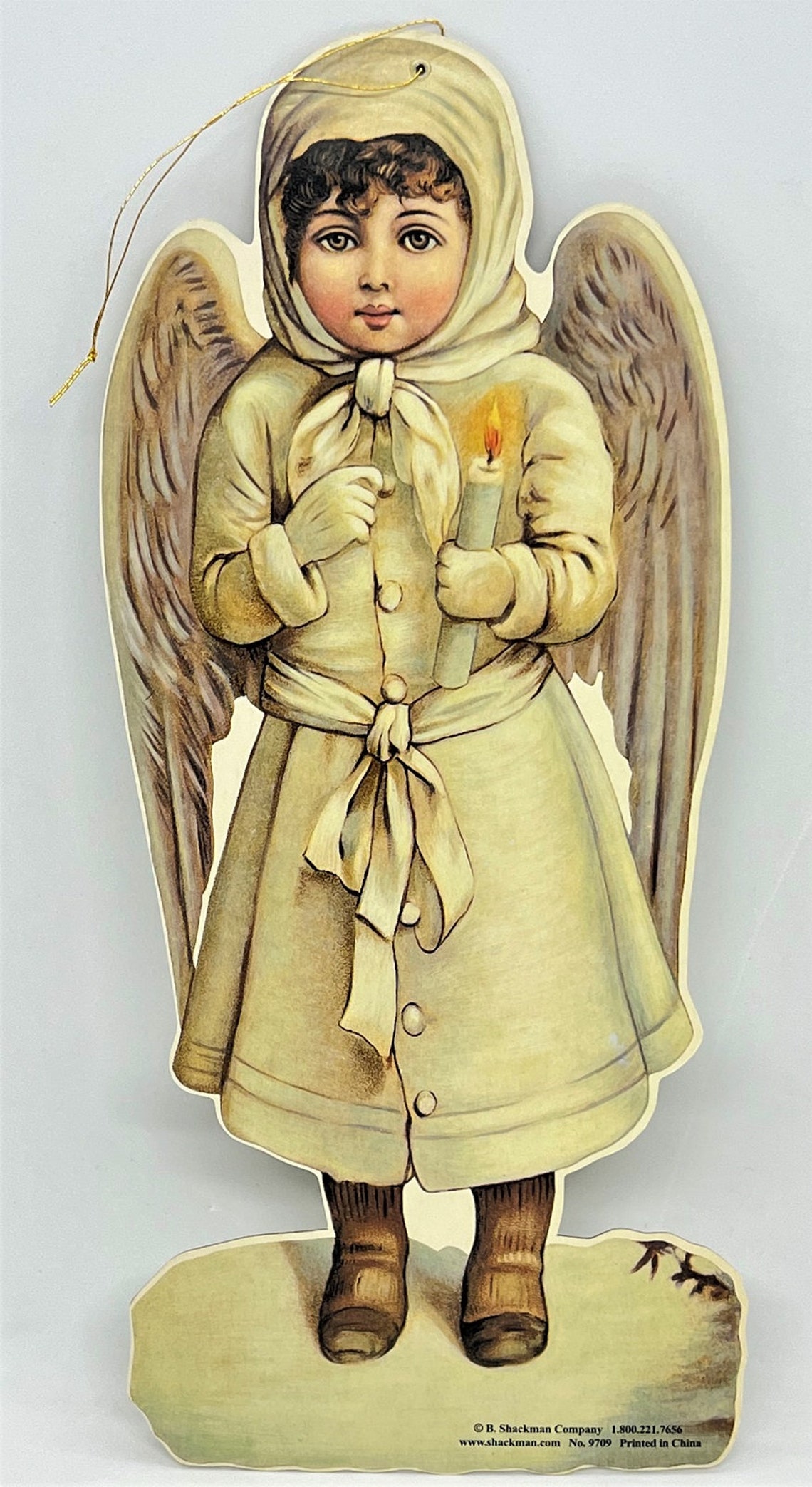 10" VICTORIAN SNOW ANGEL - Holding a Candle - Hanging Christmas ...