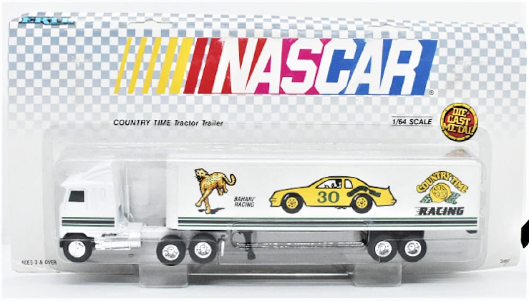 Big 10 Inch! Bahari Race Team Transporter ERTL TRACTOR TRAILER Pristine ...