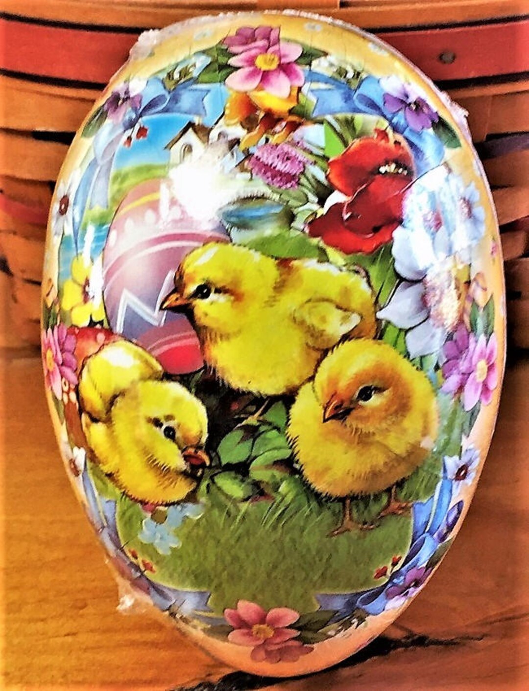 Vintage (4"x3") Paper Mache Easter Egg TRIPLET CHICKS! Handmade in ...