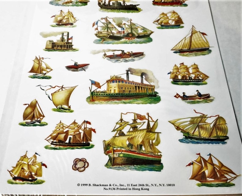 23 Old Fashioned SAILING SHIP & Historical Boat SEALS Stickers ...