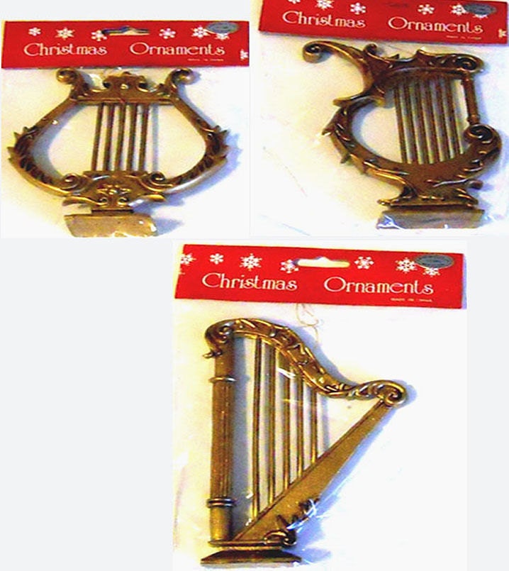 3 Large ANCIENT GOLD HARP S Hanging Christmas Ornament - Etsy