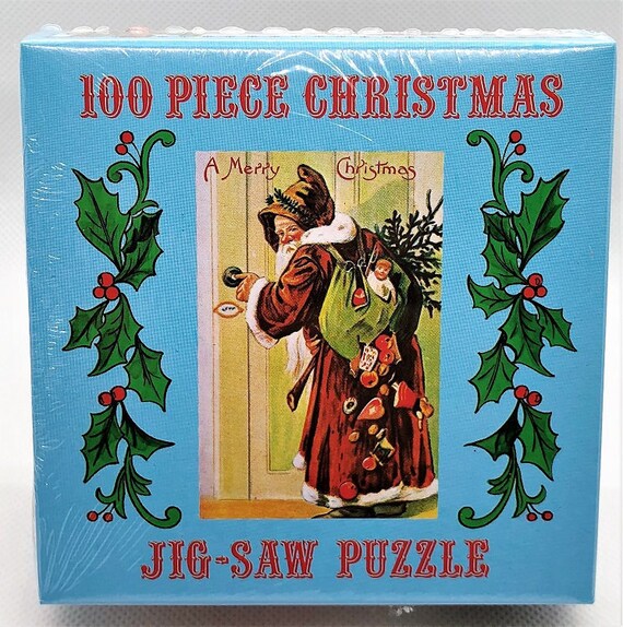 100 Piece Vintage CHRISTMAS JIGSAW PUZZLE Santa Ringing | Etsy