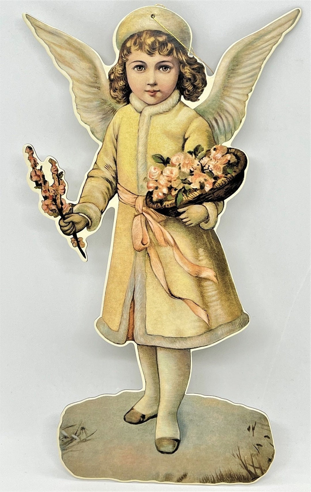 10" VICTORIAN SNOW ANGEL - Holding Flowers - Hanging Christmas Ornament ...