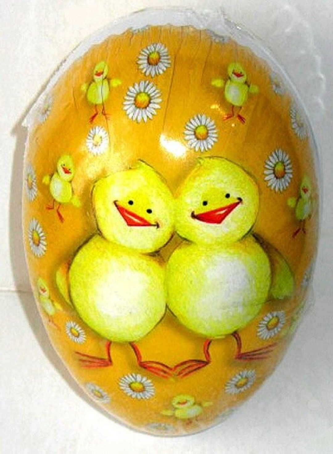 Vintage Easter Egg 4x3 Paper Mache HAPPY CHICK COUPLE Mint Condition ...