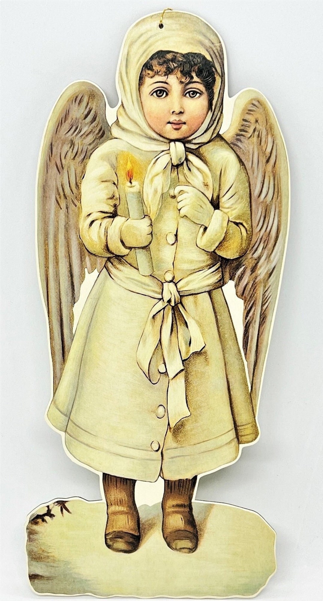 10" VICTORIAN SNOW ANGEL - Holding a Candle - Hanging Christmas ...
