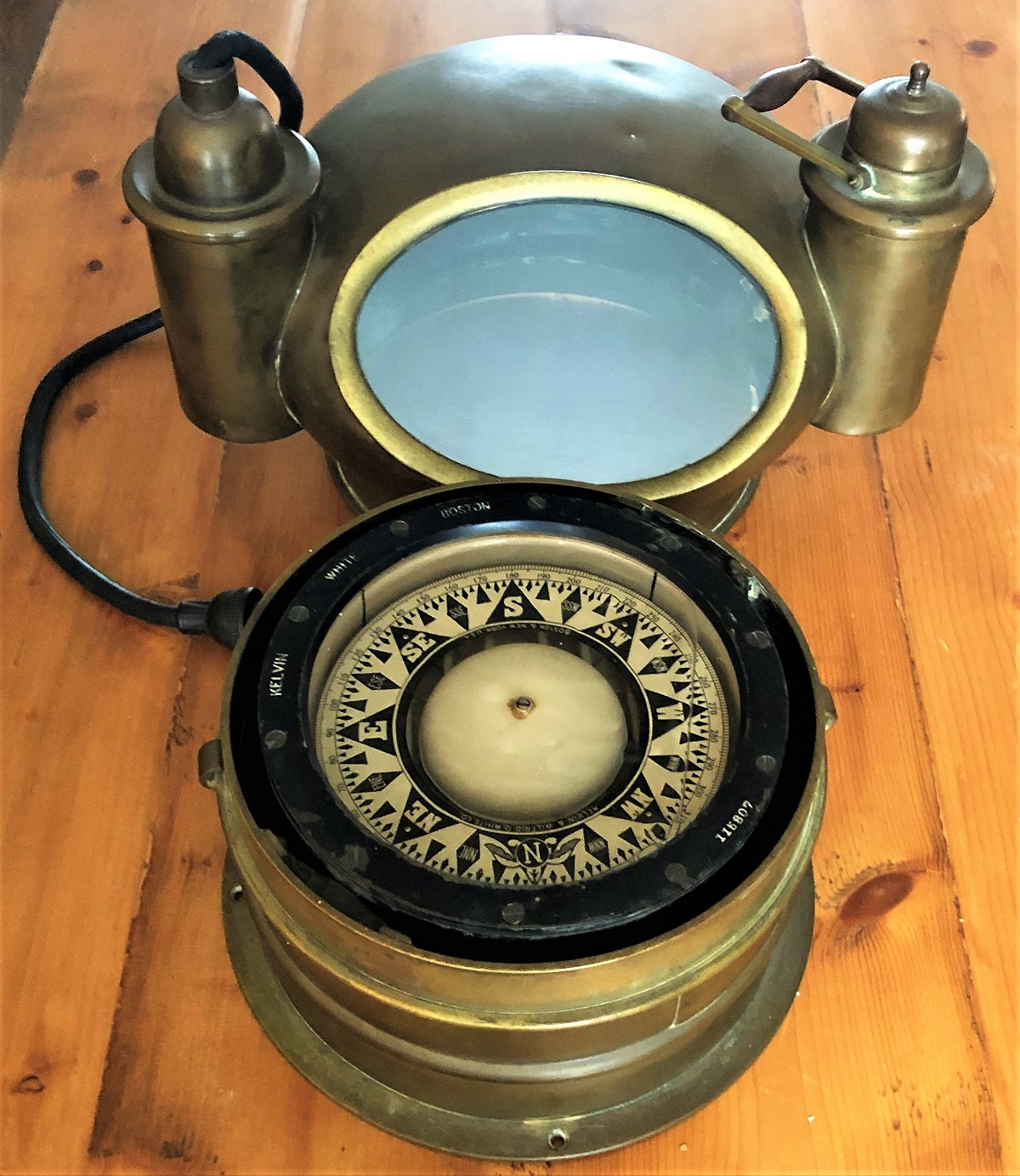 1918 Antique Brass SHIP COMPASS BINNACLE With Electric and Oil | Etsy