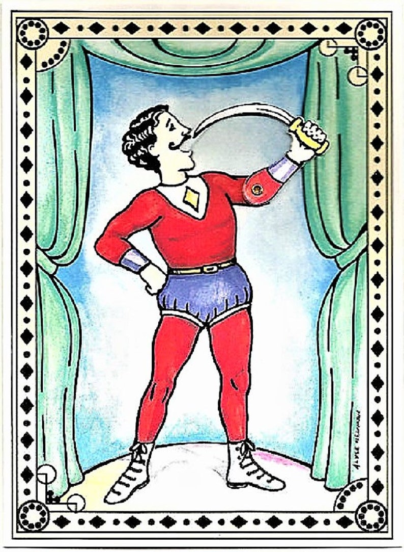 Victorian Mechanical Greeting Card SWORD SWALLOWER Circus Act | Etsy