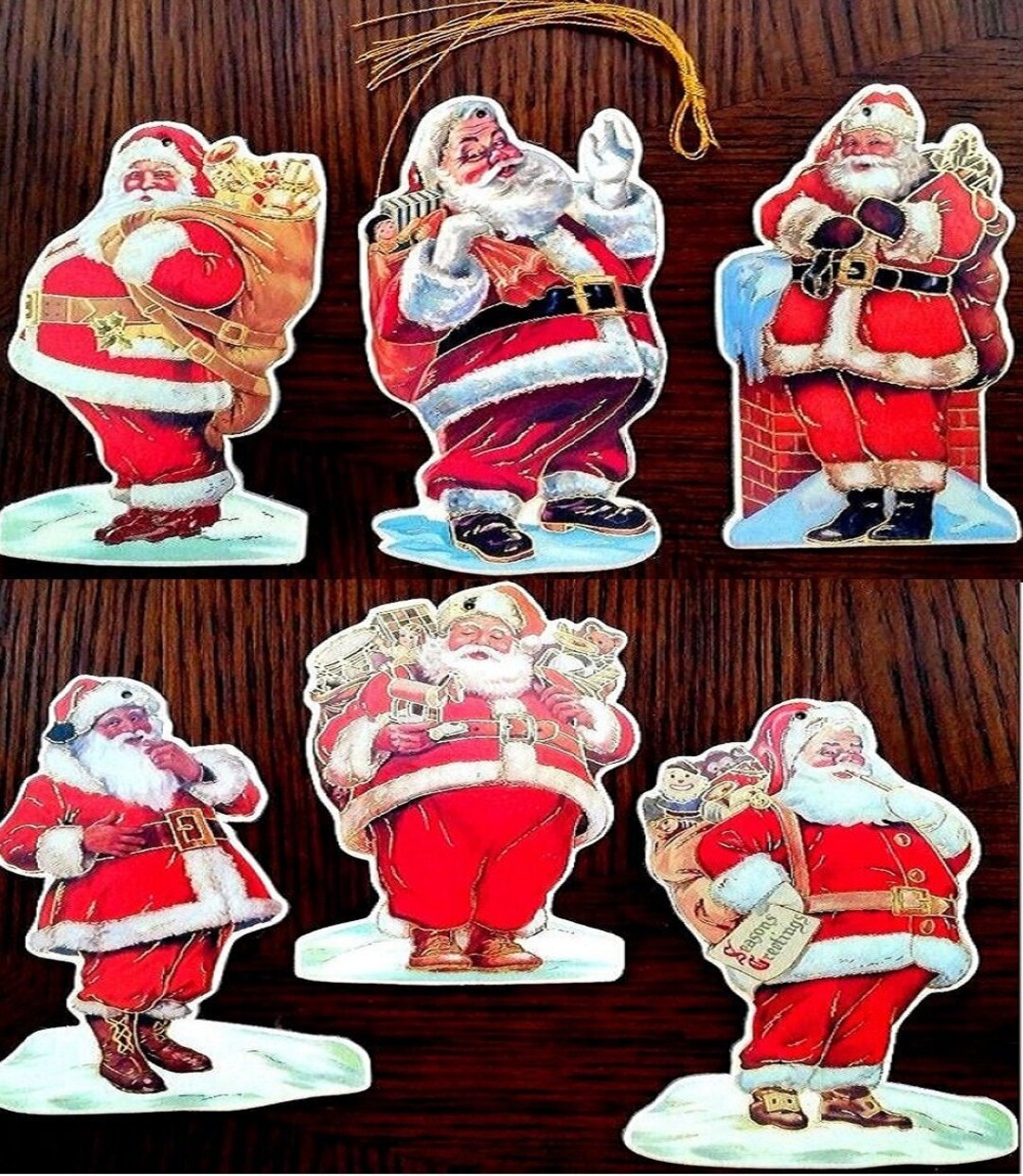 VINTAGE Santa Claus CHRISTMAS ORNAMENT S (pkg of 6) Mint Condition ...