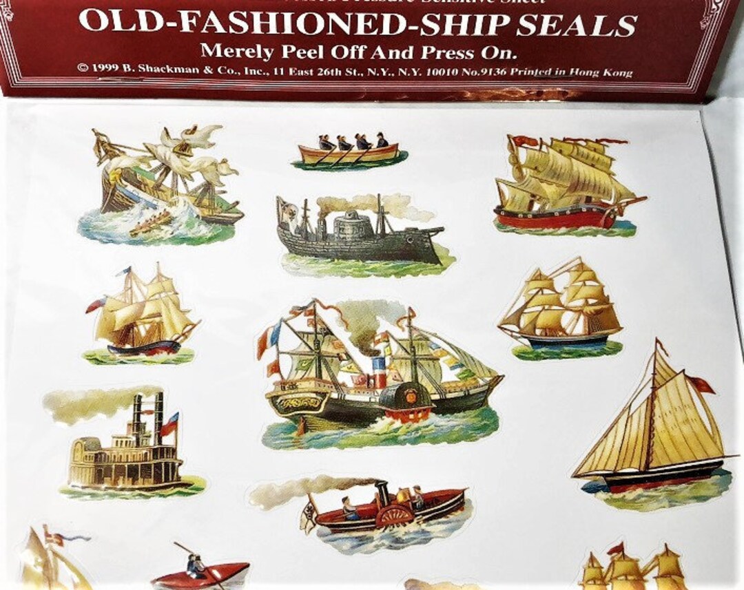 23 Old Fashioned SAILING SHIP & Historical Boat SEALS Stickers ...