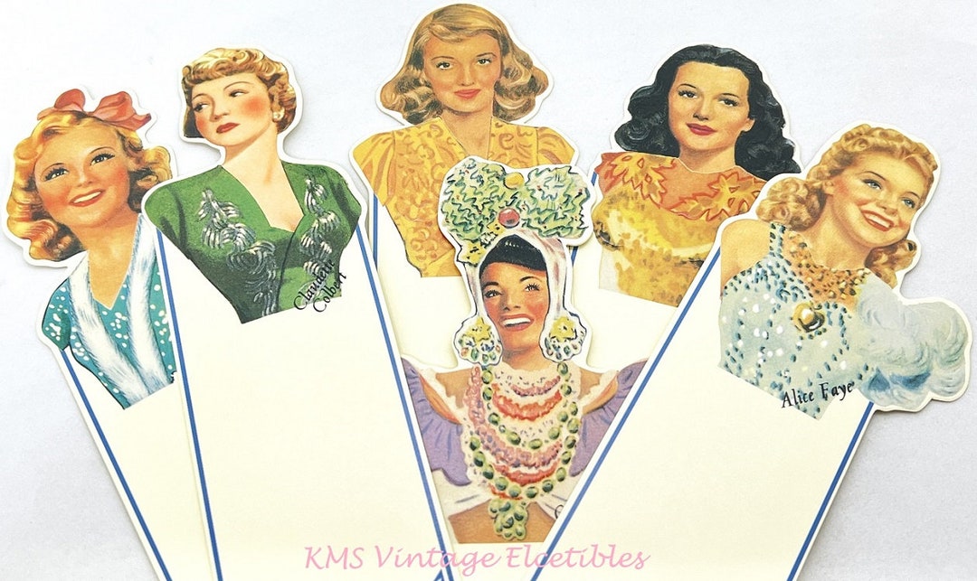6 Vintage HOLLYWOOD STARLET Bookmarks-pristine Condition/rare! Shackman ...